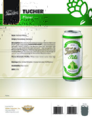 Tucher_Pilsner - Regal Wine Imports